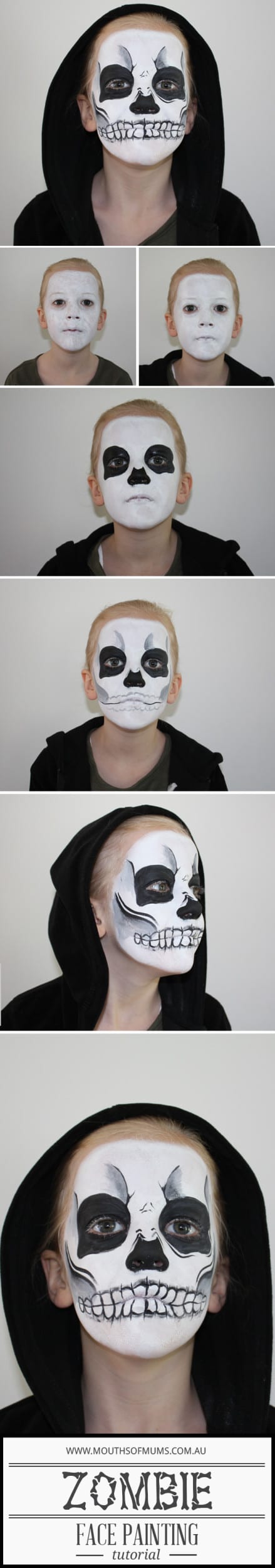 Zombie face painting tutorial - Mouths of Mums